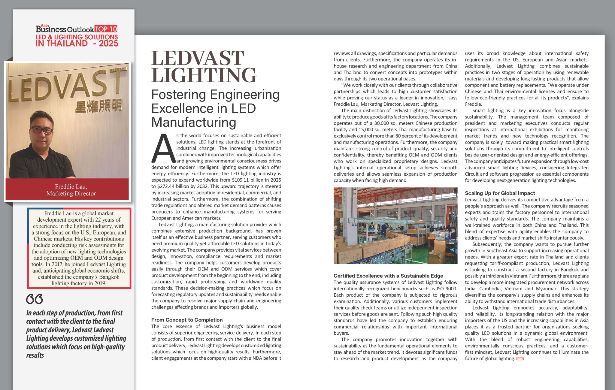 Top 10 Led Lighting factory in Thailand - LEDVAST Lighting
